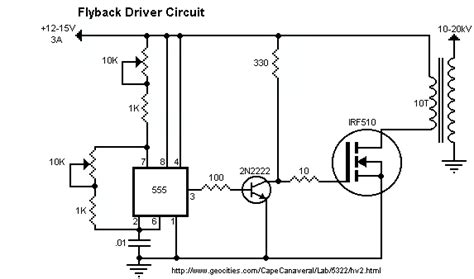Efficient Flyback Driver Circuit With Ic 555 And Irf510 Diy High