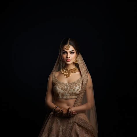 Premium Ai Image Young Indian Bride Wearing Lahanga Indian Bride