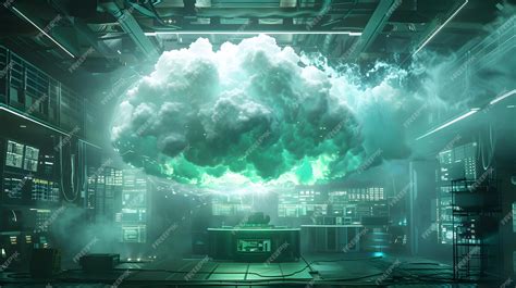 Conceptual Cloud Computing Interface Hovering Above A Digital Device Showcasing Futuristic Data