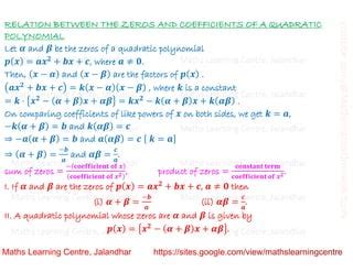 Class Chapter Polynomals Division Algorithm For Polynomials