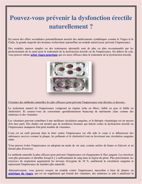 Ppt Pouvez Vous Prévenir La Dysfonction érectile Naturellement