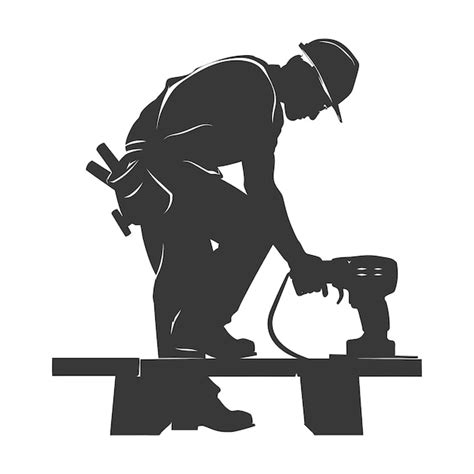 Premium Vector Silhouette Carpenter In Action Black Color Only Full Body