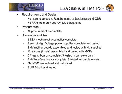 Ppt Themis Fm1 Instrument Suite Pre Ship Review Psr Electrostatic Analyser Esa Charles