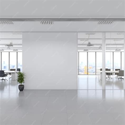 Premium Ai Image Office Reception Desk Ready For Branding Wall Logo