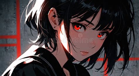 A Beautiful Anime Girl With Blue Eyes Poses In A Magical Cherry Blossom