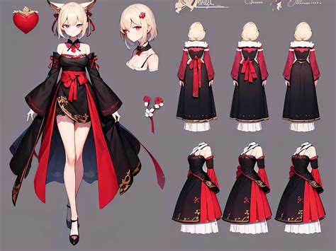 현대식 한복 스타일의 관능적인 마녀 전신 검은색과 진홍색의 대비되는 실크 짧은 저고리 상의와 긴 흐르는 치마 Seaart Ai