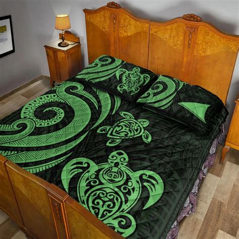 Tokelau Quilt Bed Set Green Tentacle Turtle