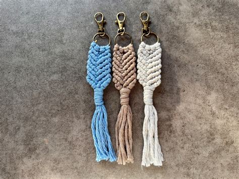 Macrame Fishtail Keychain Macrame Keychain Boho Keychain Macrame