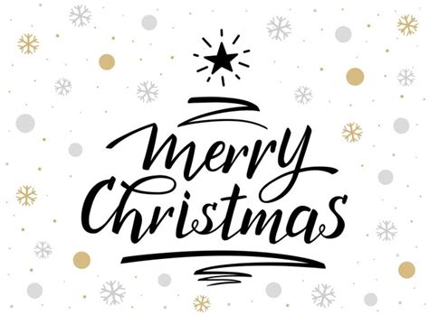 Feliz natal mão carta de saudação árvore de natal traço de caneta e estrela de ouro prata