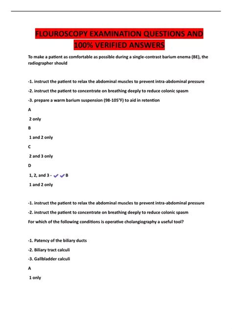 Flouroscopy Examination Questions And 100 Verified Answers Flouroscopy Stuvia Us
