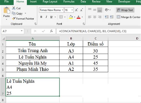 cách dùng hàm ghép 2 cột trong excel không mất dữ liệu