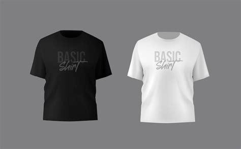 T Shirt Masculina Preta Básica Maquete Realista Vista Dianteira E