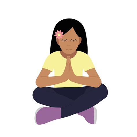 Premium Vector Portrait Of A Little Indian Girl Who Sits Cross Legged
