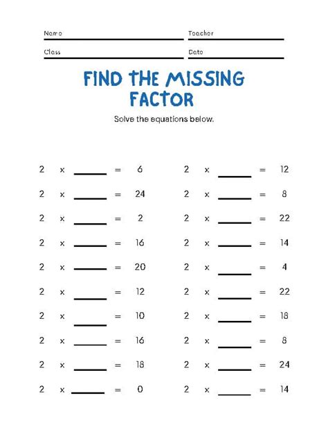 Missing Factors Multiplication Practice 2 12 By Courtney Mccollum