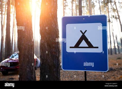Travel By Car Car And Tent On The Background Of Signs Place For