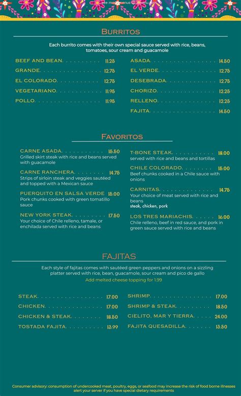 Menu At Cielito Lindo Cocina Mexicana Restaurant Pocatello