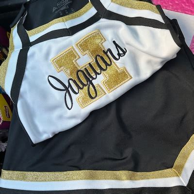 Gold And Black Cheer Uniform Customized Cheerleading Uniform Girls