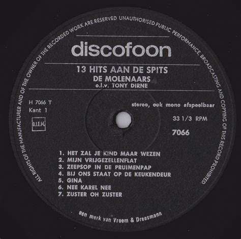 De Molenaars 13 Hits Aan De Spits Lp Akerrecordsnl
