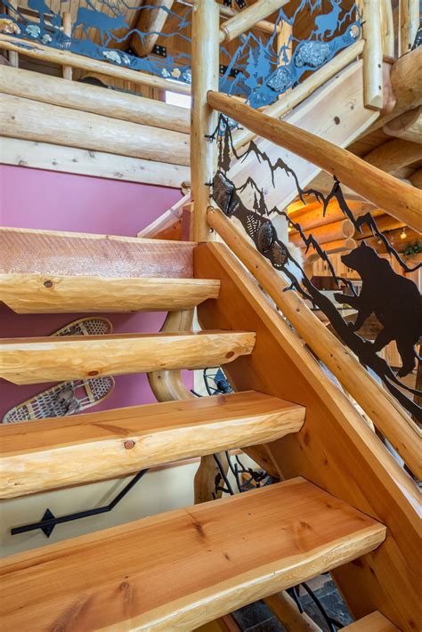 Log Stairs Timber Stairs Stonehouse Woodworks Design Art Golden British Columbia