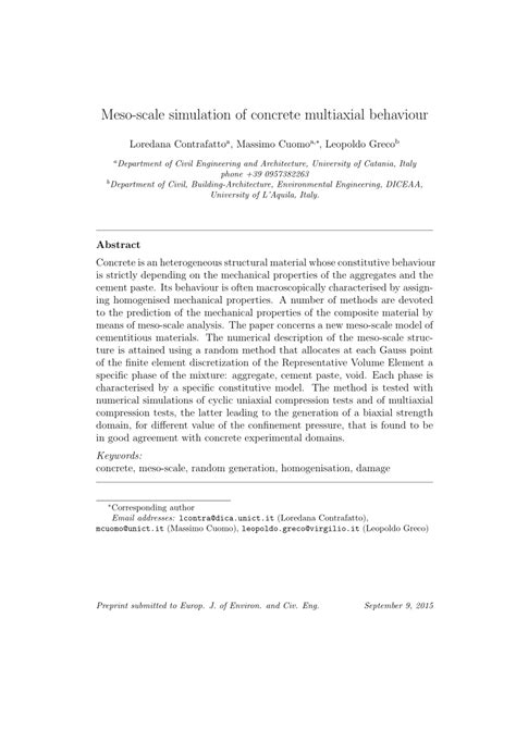 Pdf Meso Scale Simulation Of Concrete Multiaxial Behaviour