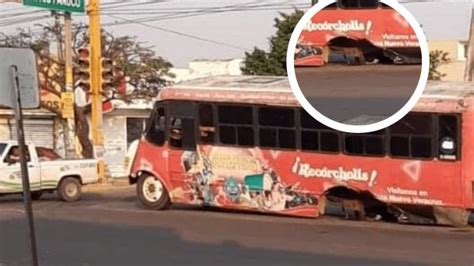 Se le sale una llanta a camión de pasaje en Veracruz