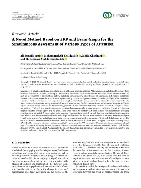 Pdf A Novel Method Based On Erp And Brain Graph For The Simultaneous