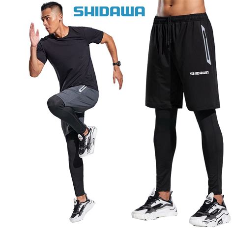 남성용 신상 낚시 바지 신축성 레깅스 가짜 투피스 피트니스 스포츠 러닝 바지 빠른 건조 통기성 하이킹 사이클링 바지 Aliexpress