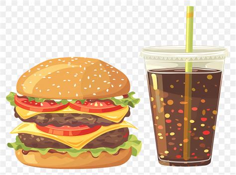 Burger Coca Cola Cheeseburger With Soda For Fast Food Lovers Png