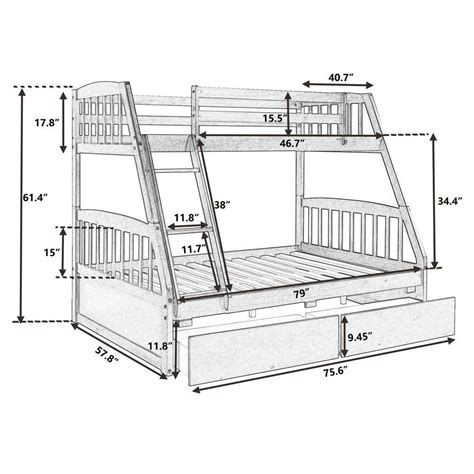 Harper And Bright Designs Espresso Solid Wood Twin Over Full Bunk Bed With 2 Storage Drawers