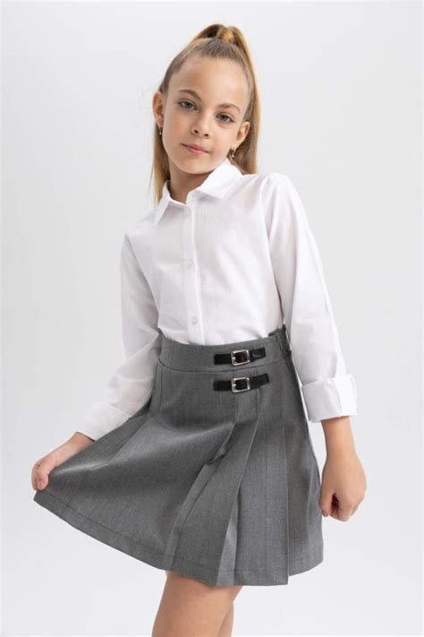 Antrasit Kız Çocuk Genç Kız Kız Çocuk Gri Pileli Okul Eteği 2827536 Defacto