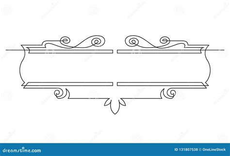continuous line drawing of symmetrical vignette banner design stock
