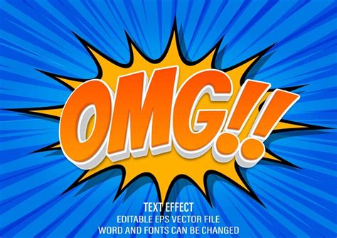 Premium Vector | Editable 3d text effect vector Omg Cartoon Comic style template