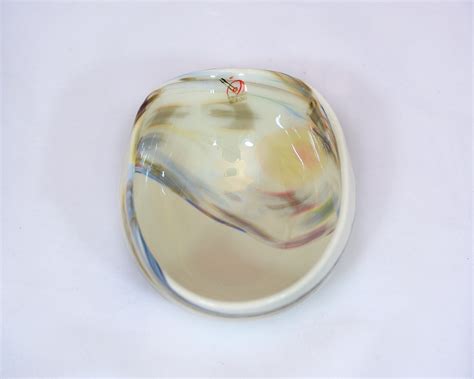 Mignon Marbled Ivory And Mother Of Pearl Folded Bowl Murano Glass