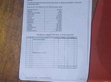 Activiry The Following Balances Were Found Studyx