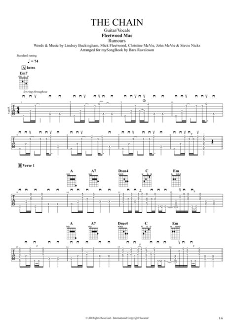 The Chain Tab By Fleetwood Mac Guitar Pro Guitar And Vocals Mysongbook