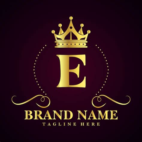 Logotipo De La Marca De Lujo Con La Letra E Con Corona Vector Premium