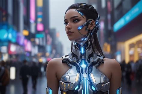 Premium Ai Image Cybernetic Elegance A Stunning Glimpse Into A Future City Where Humans And