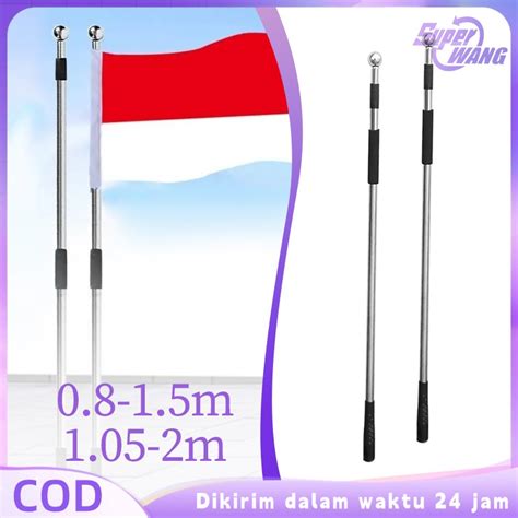 Jual 2m Tiang Bendera Teleskopik Tongkat Tiang Bendera Stainless Flag Pole Tongkat Bendera