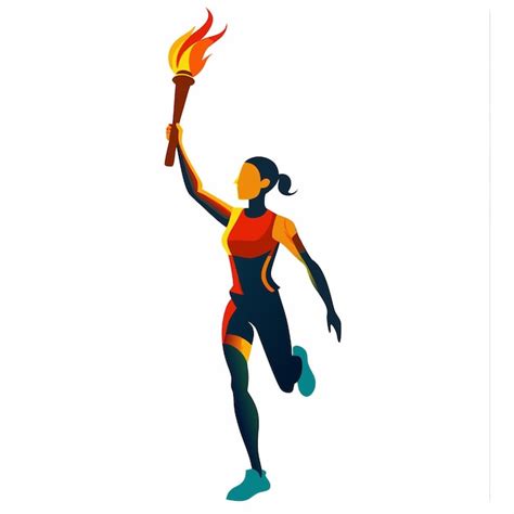 Premium Vector A Standing Sports Man Holding A Torch Vector Art