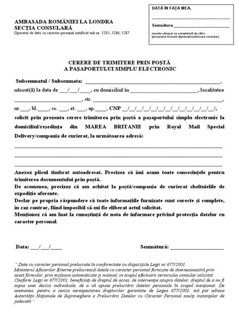 Cerere Trimitere Pasaport Posta 2018 Pdf Pdf