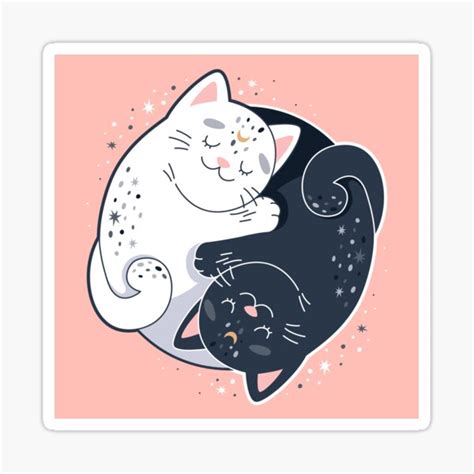 Yin Yang Cats Sticker For Sale By Biscottodesign Redbubble