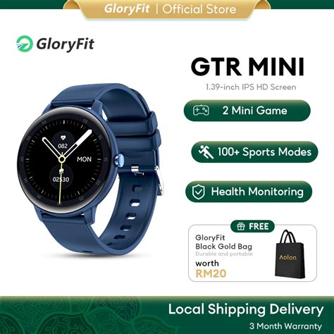 Gloryfit Gtr Mini Jam Smart Watch Sports Modes Voice Assistant Message Reminder Custom Dial