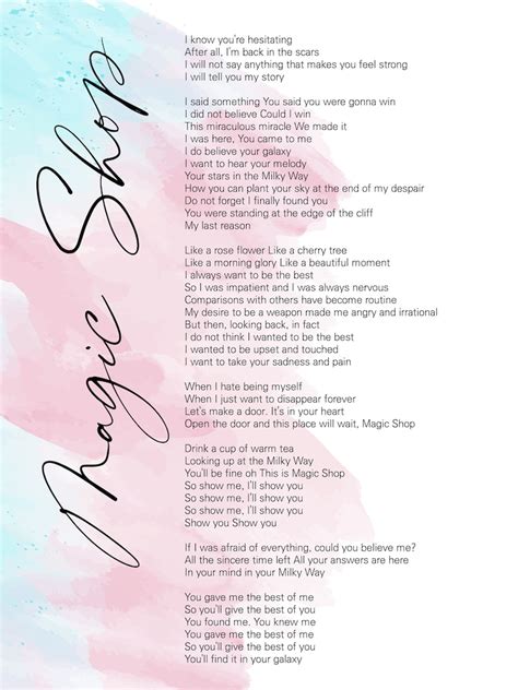 Bts Magic Shop Lyrics Prints Poster Digital Download Korean Etsy