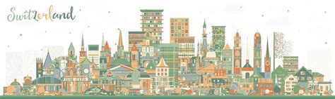 Premium Vector Switzerland City Skyline With Color Buildings Modern