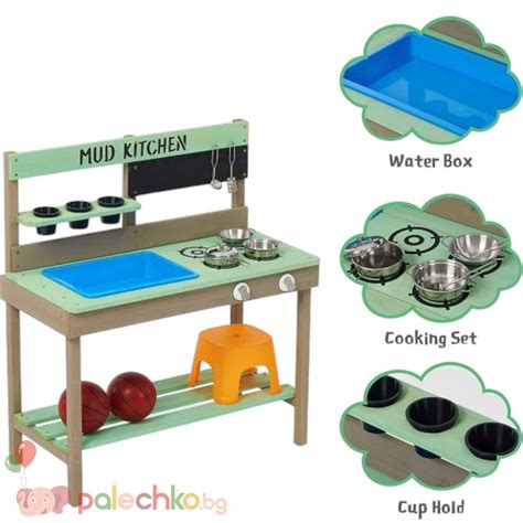 Детска дървена лятна кухня Ginger Home ПалечкоБГ Детски играчки