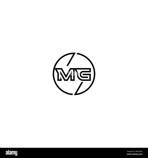 Mg Simple Outline Concept Logo And Circle Of Initial Design Black And