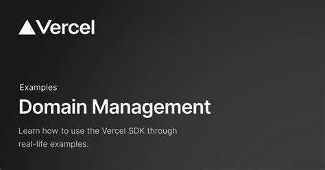 Domain Management Vercel Api Docs
