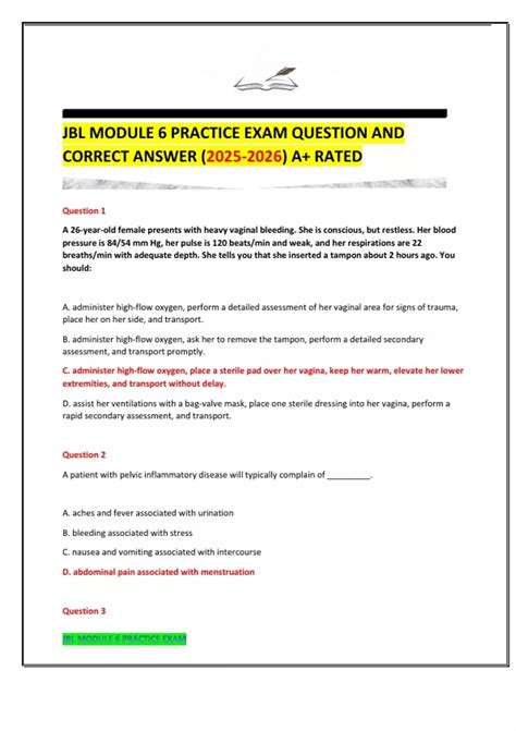 JBL MODULE 6 PRACTICE EXAM QUESTION AND CORRECT ANSWER A RATED JBL Stuvia US