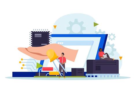 Premium Vector Microchip And Computer Hardware Flat Style Concept