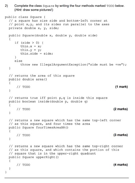 Solved 2 Complete The Class Square By Writing The Four